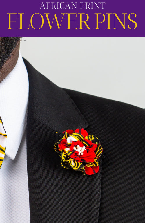 AFRICAN PRINT FLOWER PINS – LAVIYE