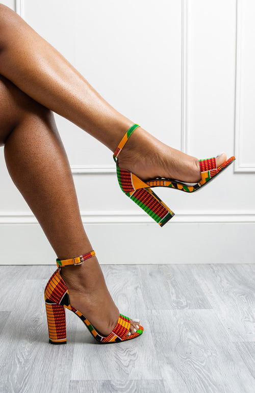 African Print High Heels | Ankara Block Heels Sandals Collection – LAVIYE